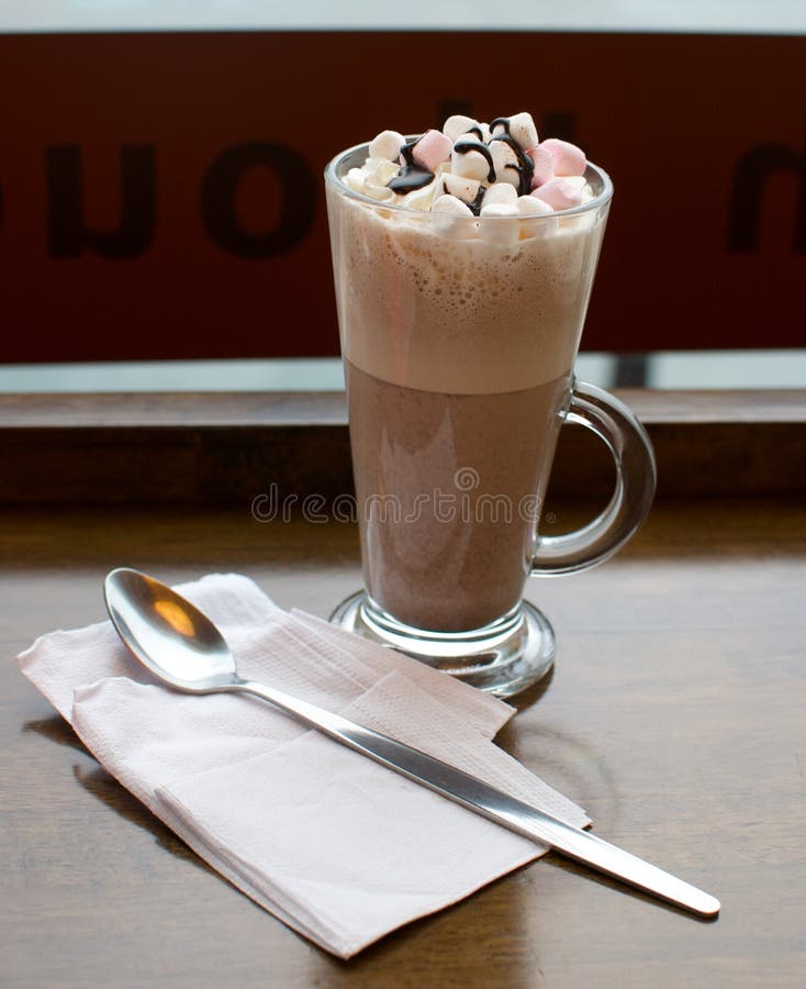 Fancy Hot Chocolate stock image. Image of window, marshmallows - 21181415