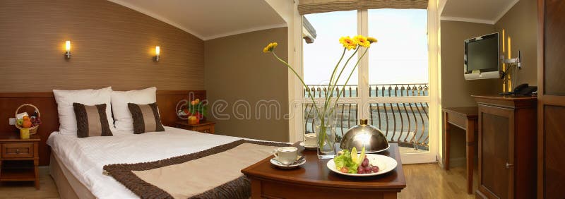 Fancy hotel room with meal stock photo. Image of brown - 3535054