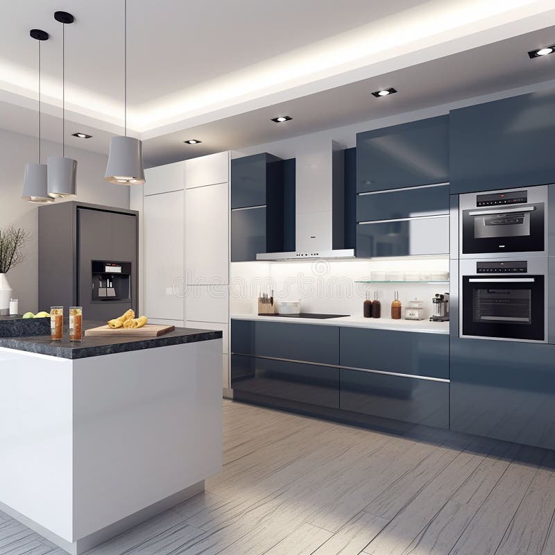 Rich Modern Kitchen. AI Generated Stock Illustration - Illustration of ...