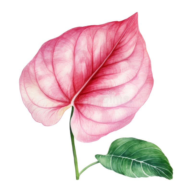Fancy-Leaf Caladium, Tropical Leaf Illustration. Watercolor Style Stock ...