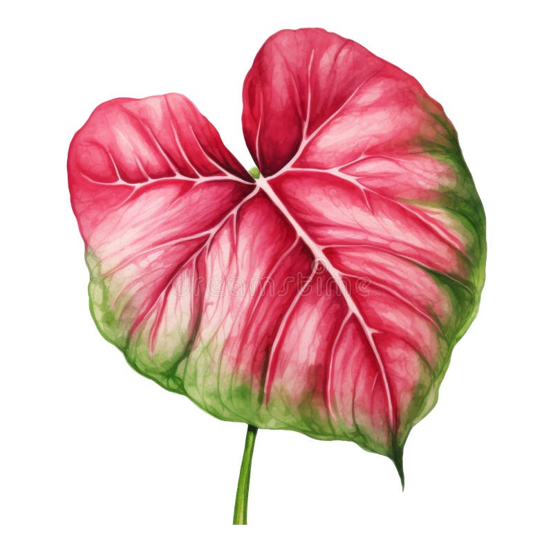 Fancy-Leaf Caladium, Tropical Leaf Illustration. Watercolor Style Stock ...