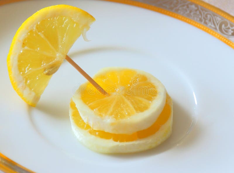 Fancy lemon, three slices. stock image. Image of drinks - 28370779