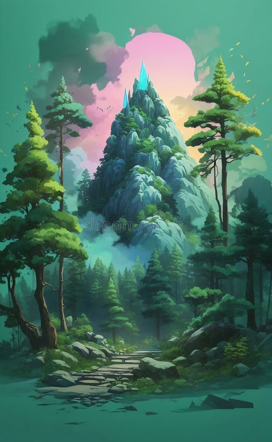 A Fancy Magical Beautiful Nature, Generative AI Illustration Stock ...