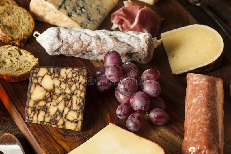 Fancy Meat and Cheeseboard with Fruit Stock Photo - Image of delicacy ...