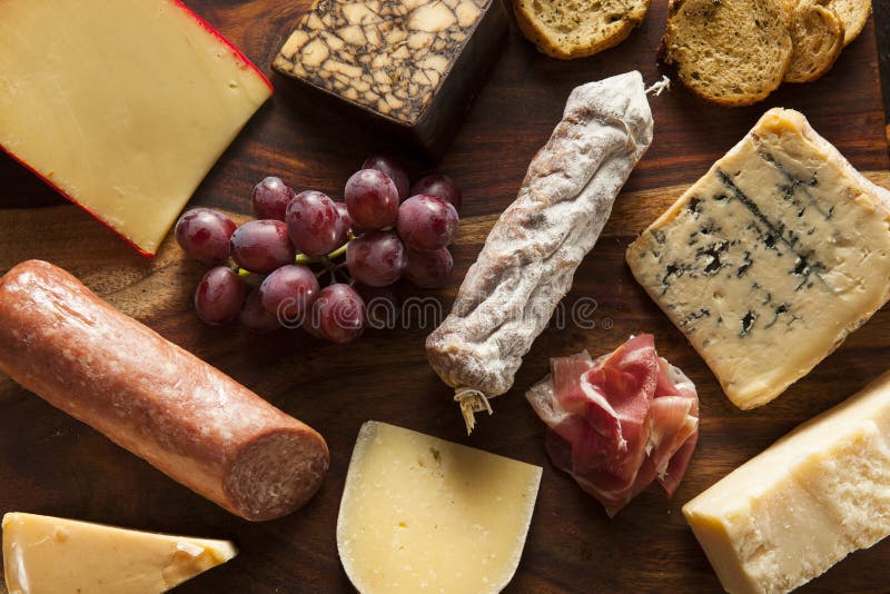 Fancy Meat and Cheeseboard with Fruit Stock Photo - Image of blue, meat ...