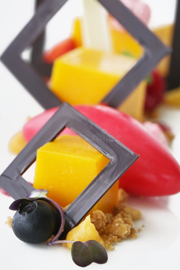 Fancy modern dessert stock photo. Image of luxurious - 135548958