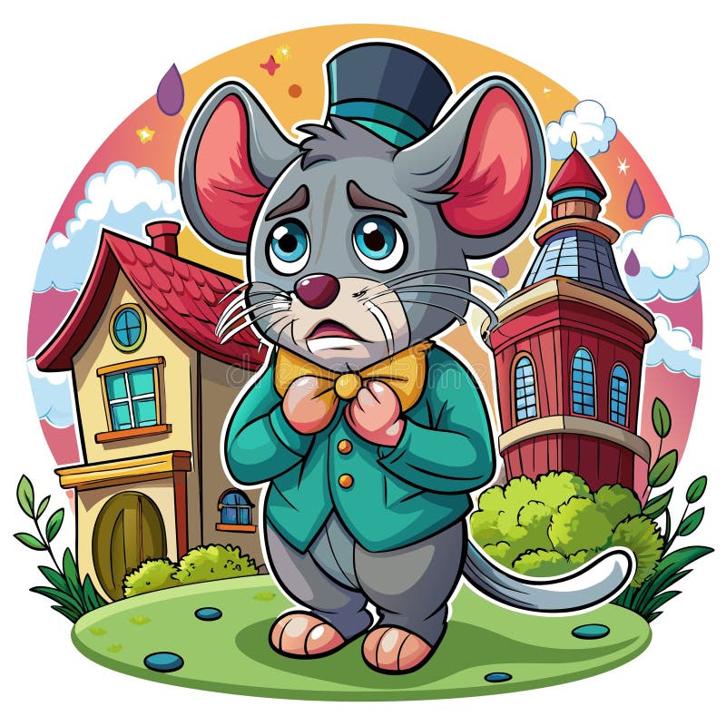 Fancy Mouse Timid Cries House Vector Stock Vector - Illustration of ...
