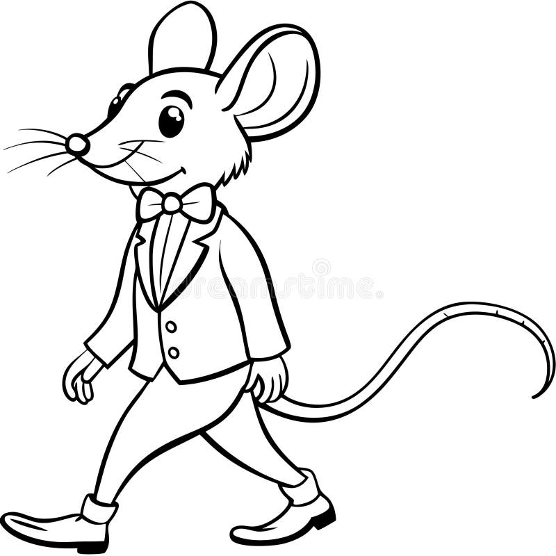 Fancy Mouse Walks Icon Vector Stock Vector - Illustration of cute ...