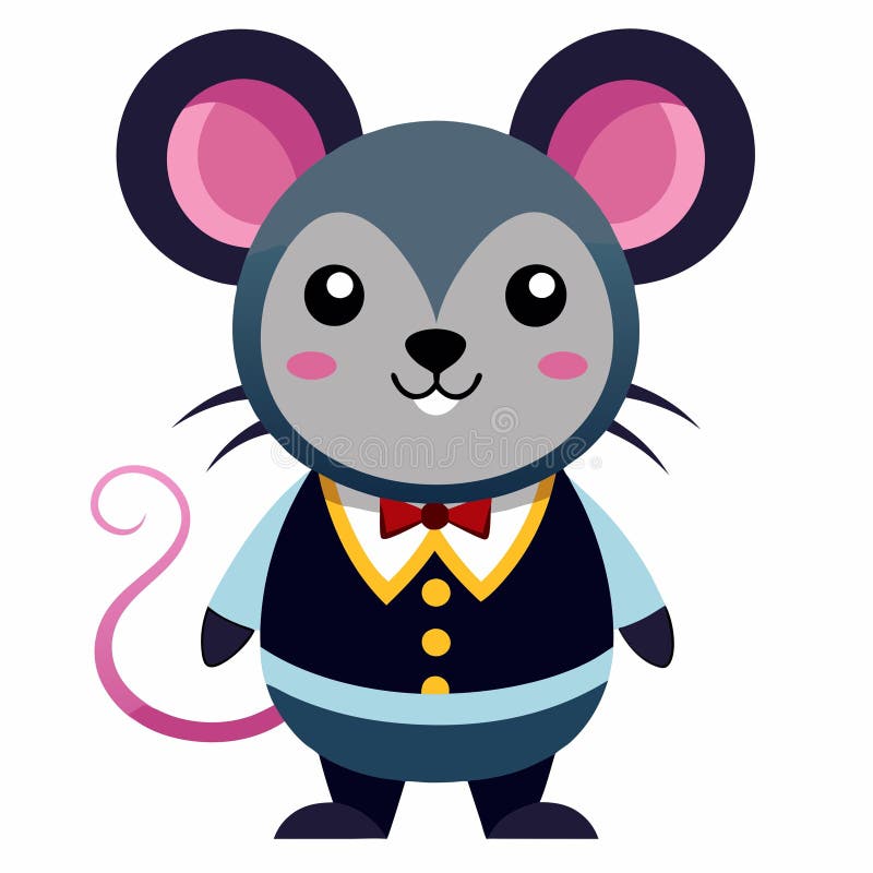 Fancy Mouse walks kawaii stock illustration. Illustration of animal ...