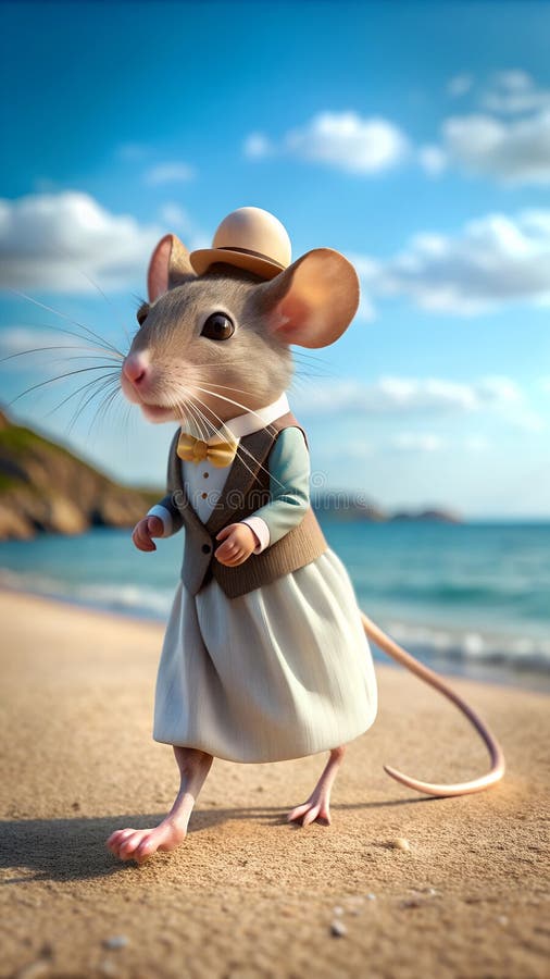 Fancy Mouse walks sea stock illustration. Illustration of cartoon ...