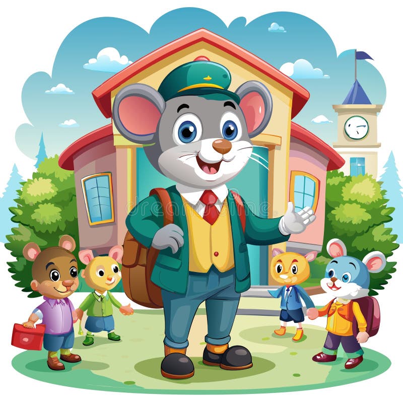 Fancy Mouse Welcoming Sits School Vector Stock Illustration ...