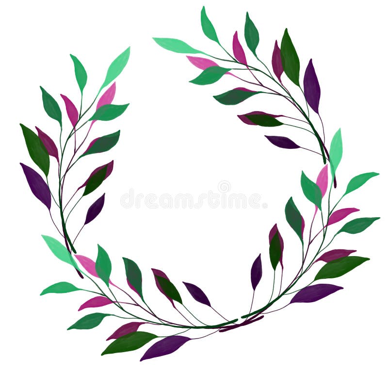 Fancy Natural Leaf Watercolor Design on White Background Stock ...