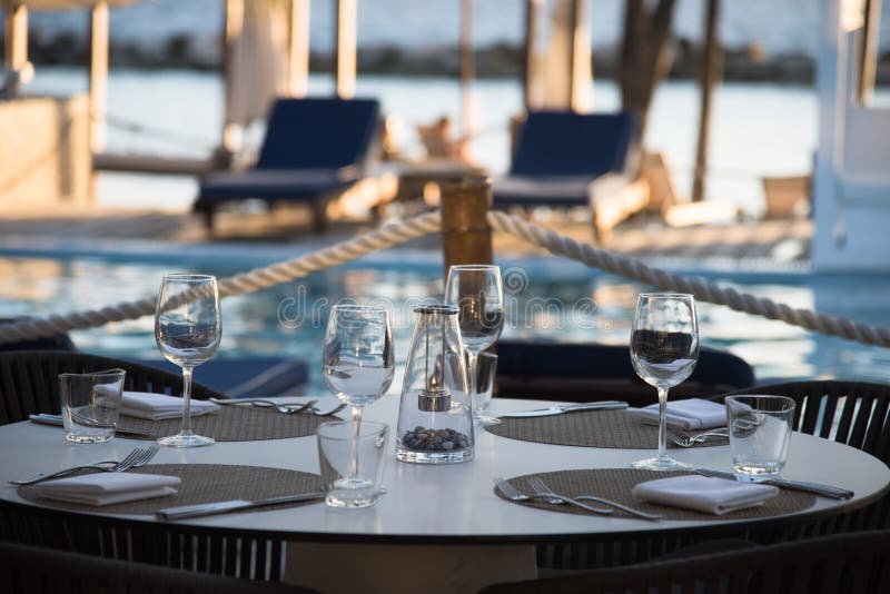 Fancy Outdoor Restaurant Table Setting Stock Image - Image of knife ...