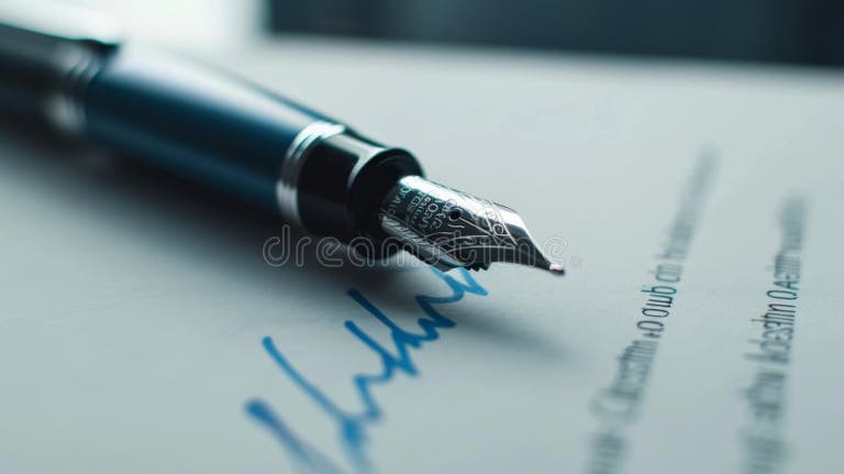 The Fancy Pen Signing Document. AI Generated Stock Photo - Image of ...