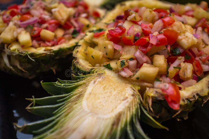 Fancy Pineapple Salsa stock image. Image of halved, meal - 75094827
