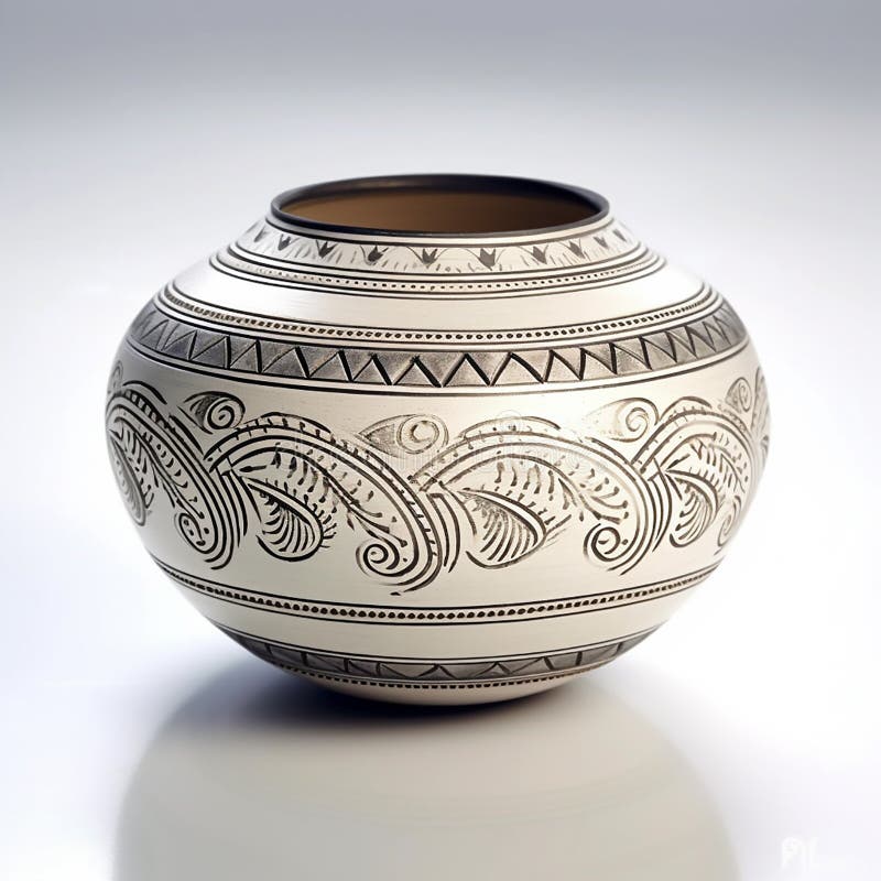Fancy Pots with Intricate Designs and Patterns on a Clean White ...