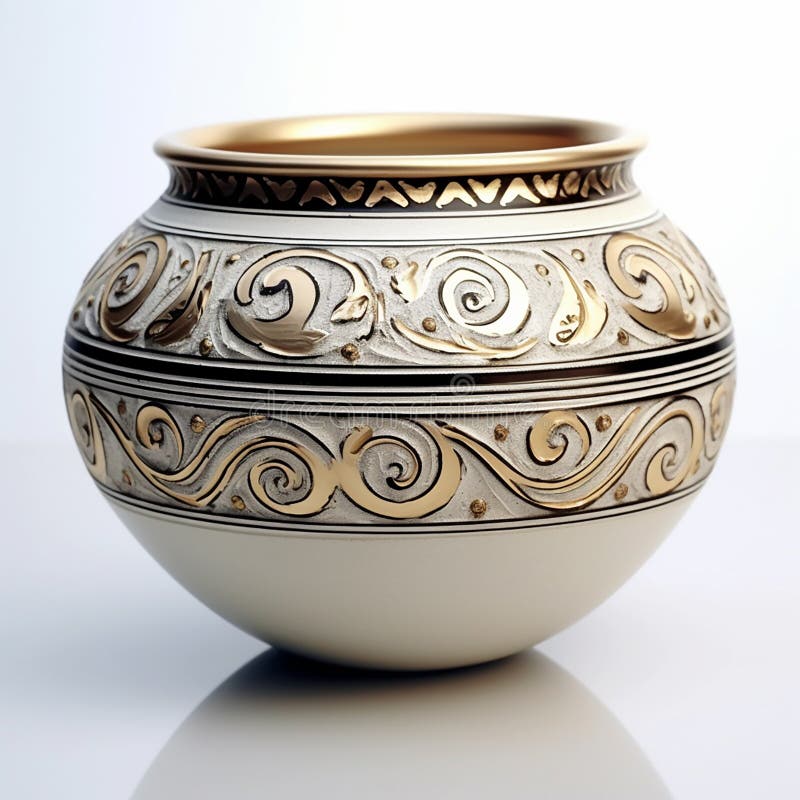 Fancy Pots with Intricate Designs and Patterns on a Clean White ...