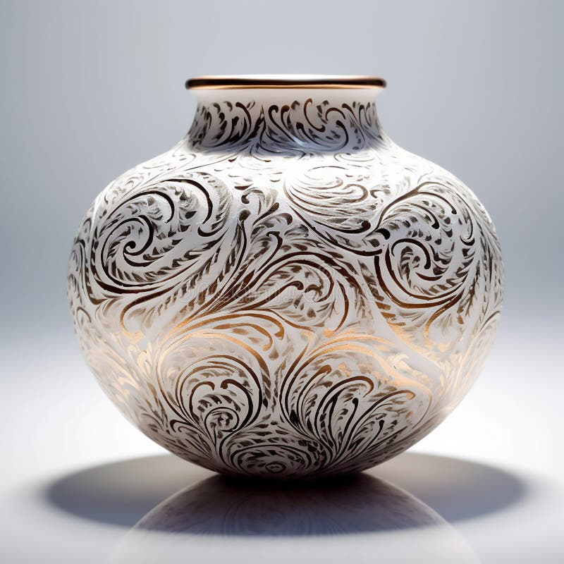 Fancy Pots with Intricate Designs and Patterns on a Clean White ...