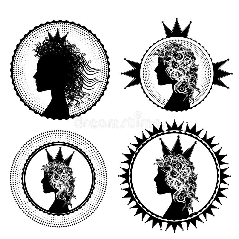 Fancy Princess Profile and Royal Symbols Illustration Stock ...
