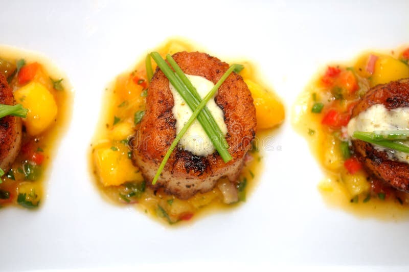 Fancy Scallop Meal stock photo. Image of three, garnish - 15658204