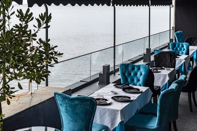 Fancy Seaside Italian Restaurant Stock Photo - Image of bright, crystal ...