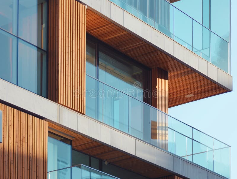 Fancy Structure with Large Clear Glass Panels that Reflecting Sky Stock ...