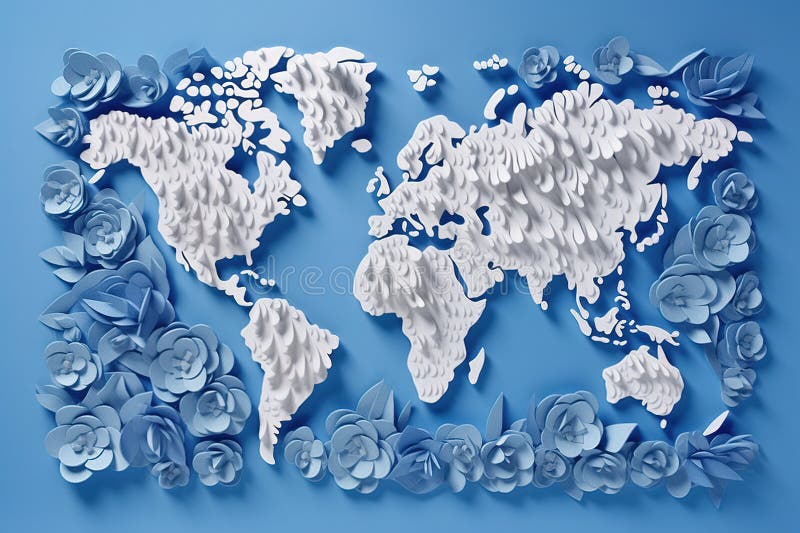 The Fancy Stylized World Map Executed in Style Quilling. Stock ...