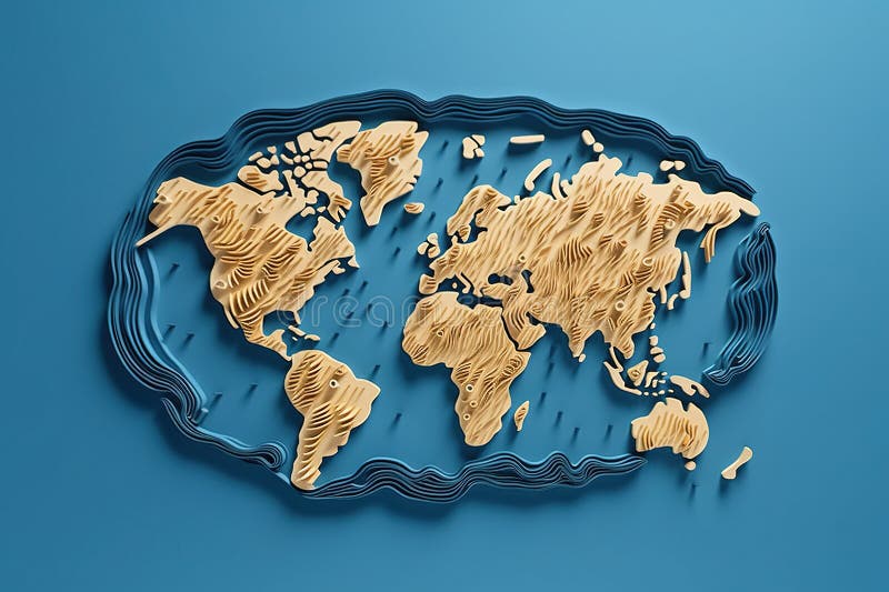 The Fancy Stylized World Map Executed in Style Quilling. Stock ...