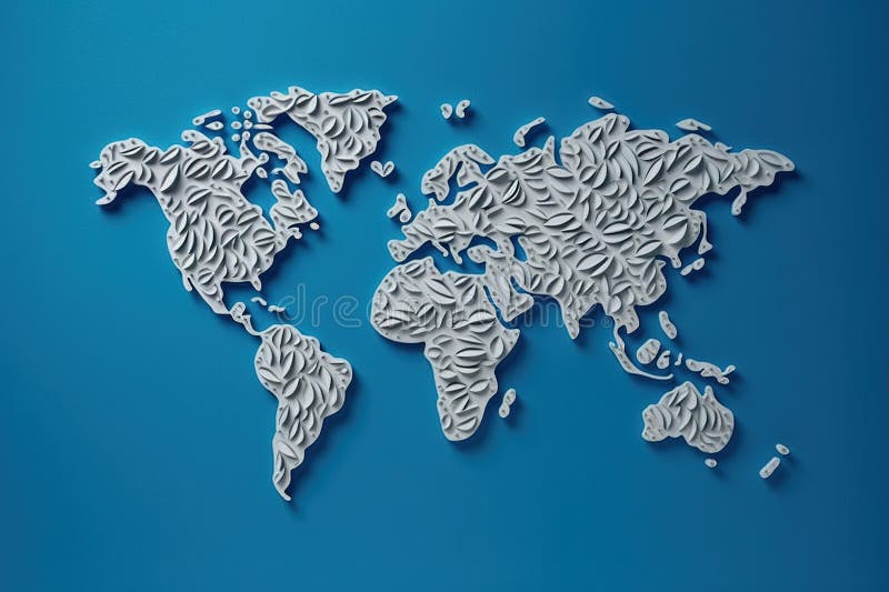 The Fancy Stylized World Map Executed in Style Quilling. Stock ...