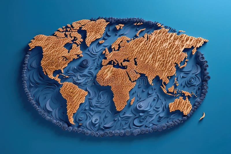 The Fancy Stylized World Map Executed in Style Quilling. Stock ...