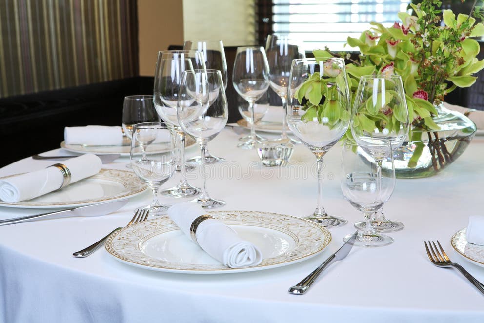 Fancy Table Set for a Dinner Stock Image - Image of napkin, dinnerware ...