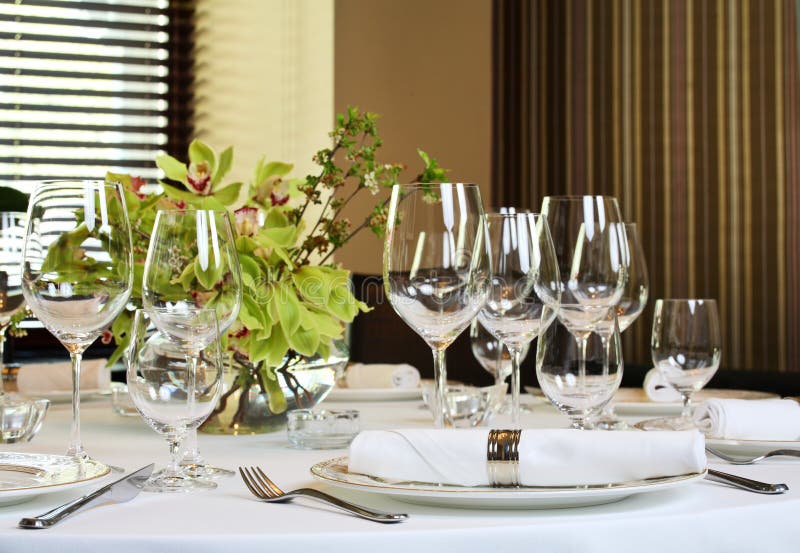 Fancy Table Set for a Dinner Stock Image - Image of cater, catering ...
