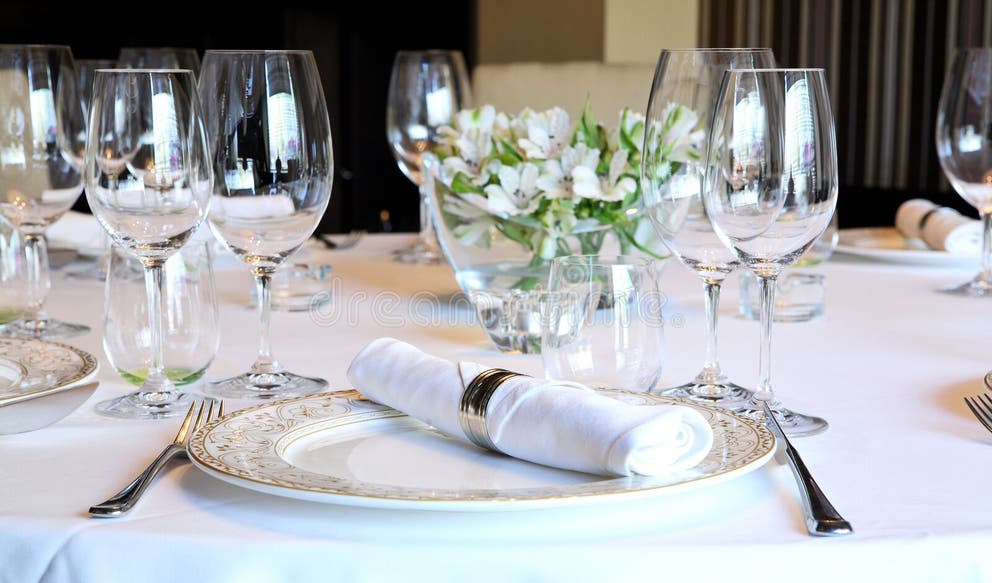 Fancy Table Set for a Dinner Stock Image - Image of cater, catering ...