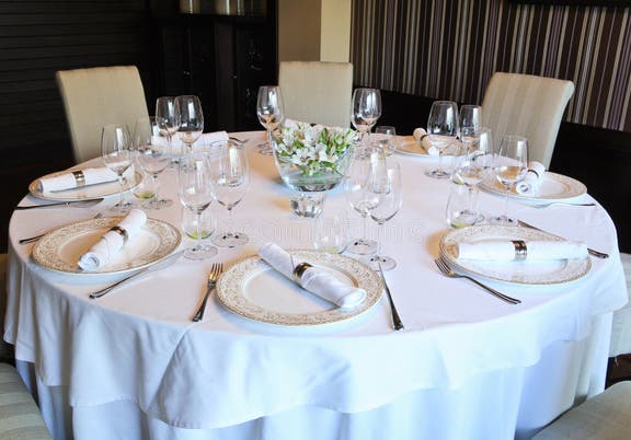 Fancy Table Set for a Dinner Stock Image - Image of luxury, catering ...