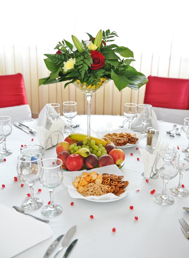 Fancy Table Set for a Wedding Celebration . Stock Image - Image of ...
