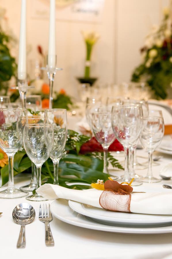 Fancy Table Set for a Wedding Celebration Stock Photo - Image of ...