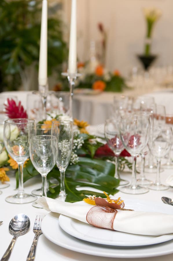 Fancy Table Set for a Wedding Celebration Stock Image - Image of event ...