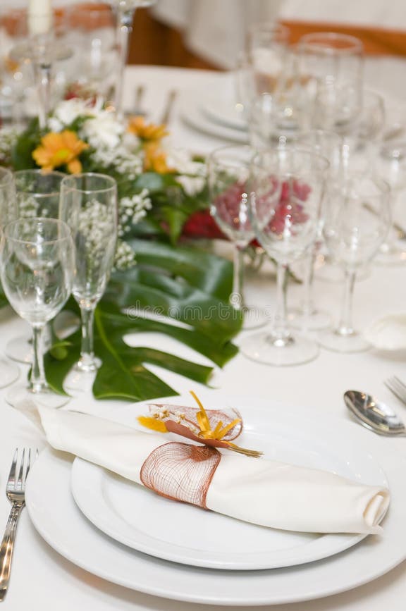 Fancy Table Set for a Wedding Celebration Stock Photo - Image of ...