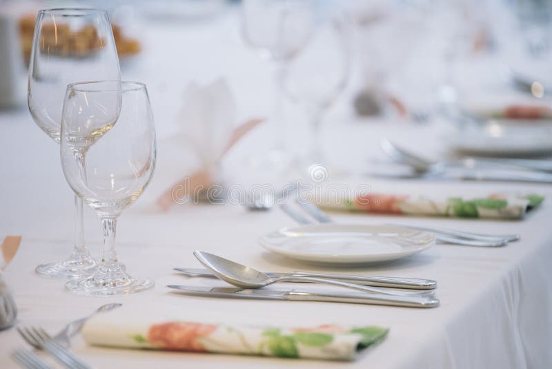 Fancy Table Set for a Wedding Dinner Stock Image - Image of place ...