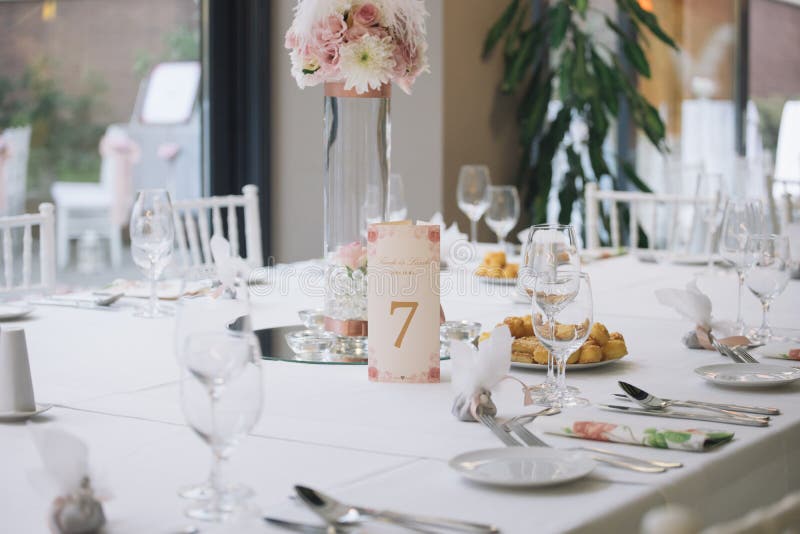 Fancy Table Set for a Wedding Dinner Stock Photo - Image of gathering ...