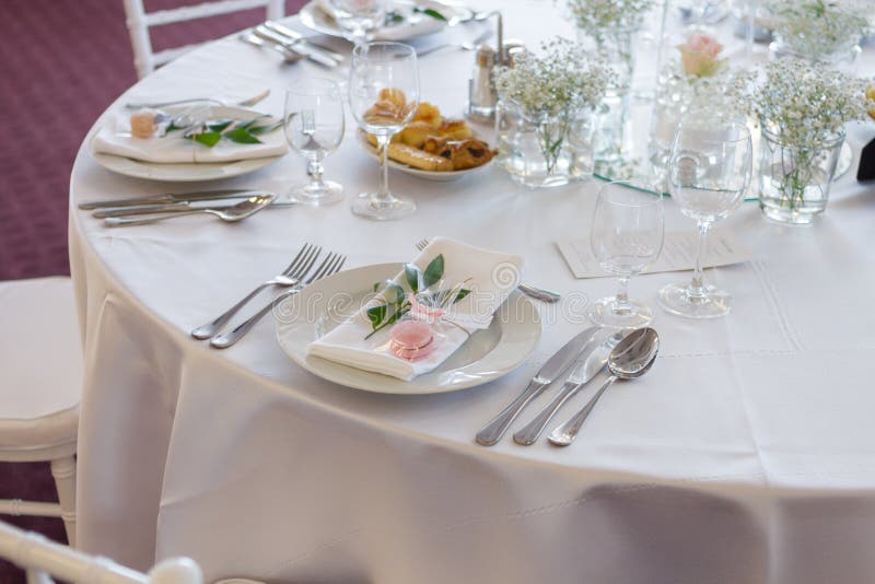Fancy Table Set for a Wedding Stock Image - Image of elegant, cloth ...