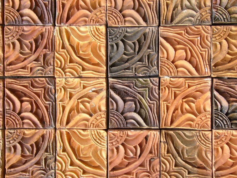 Fancy tiles close-up stock photo. Image of orange, motif - 364712