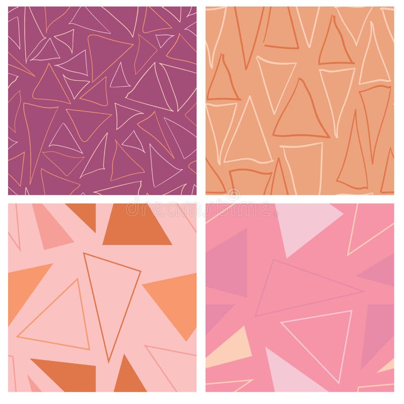 Fancy Triangle Feminine Textile Seamless Pattern Design Set Stock ...