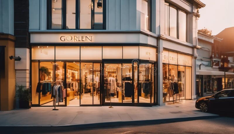 Fancy Two Story Store Front at the Golden Hour Stock Illustration ...