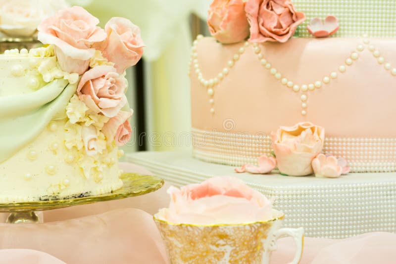 A Fancy Wedding Cake Display Table Stock Image - Image of icing ...