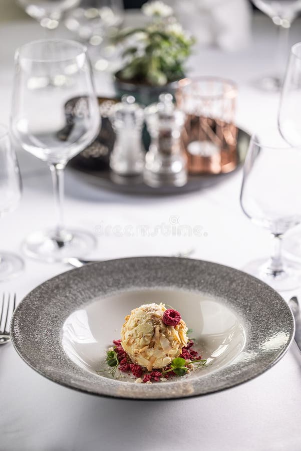 Fancy Wedding Dessert from White Chocolate, Almonds and Coconut with ...