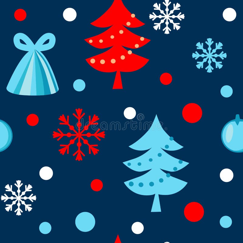 Fancy-winter-seamless-pattern-with-blue-and-red-Christmas-trees. Stock ...