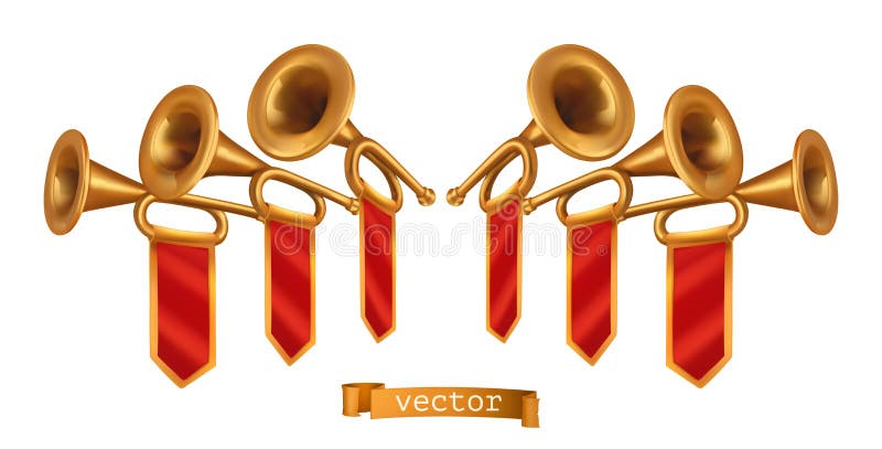 Tromba Realistica Dell'oro Di Fanfara 3d, Icona Con Il Segno Lucido ...