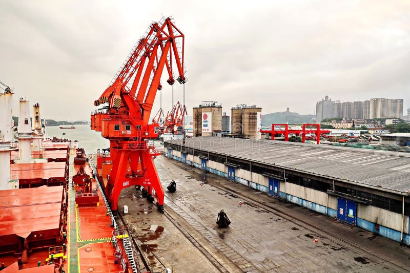 Fangcheng, China, September,30,2020. Cargo Terminal for Unloading Bulk ...