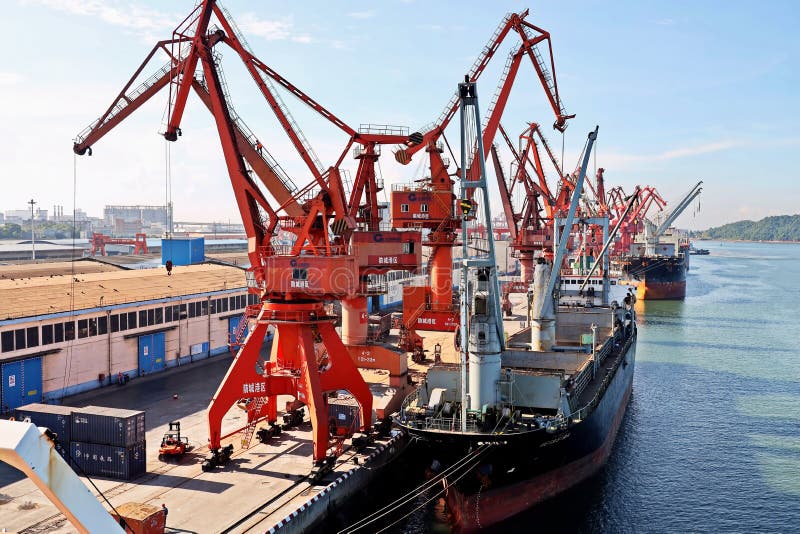 Fangcheng, China, September,30,2020. Cargo Terminal for Unloading Bulk ...